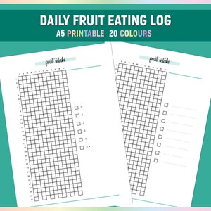 A5 Fruit Eating Tracker, Printable Fruit Consumption Journal, Simple ...