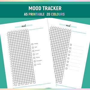 A5 Mood Tracker, Printable Mental Health Journal, Simple Emotional ...