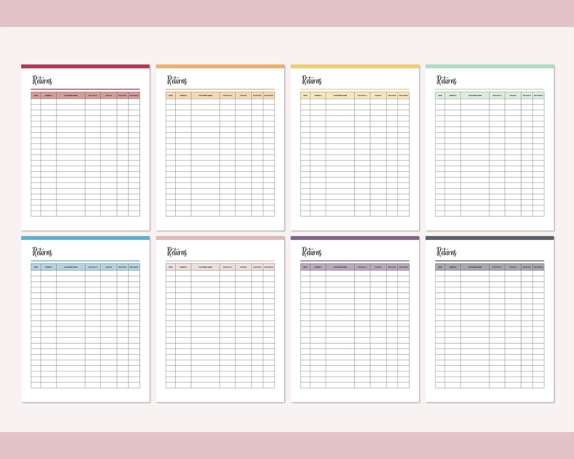 Printable Returns Tracker Online Business Return Sheet Sales - Etsy UK