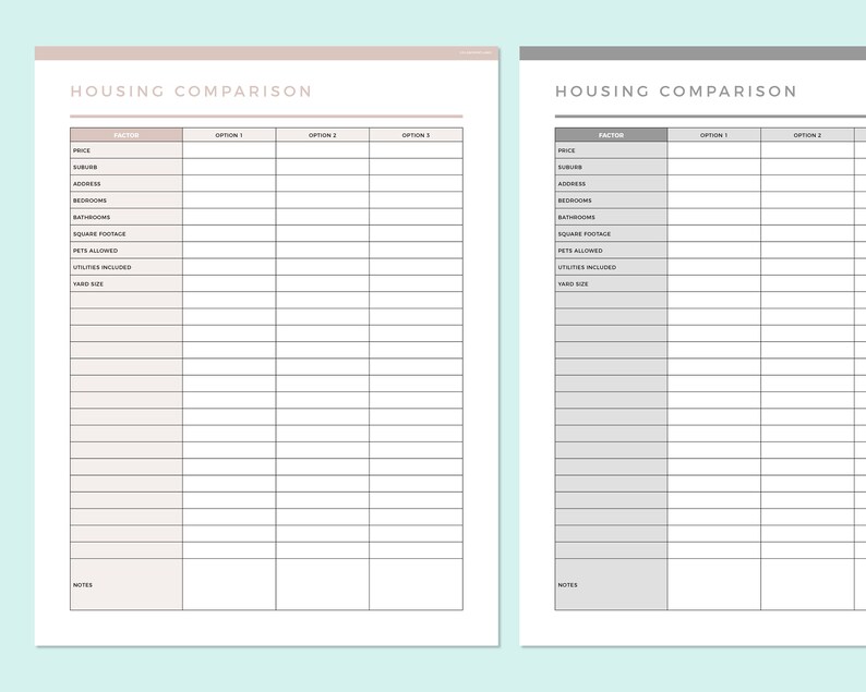 Editable House Comparison Printable House Hunting Comparison - Etsy