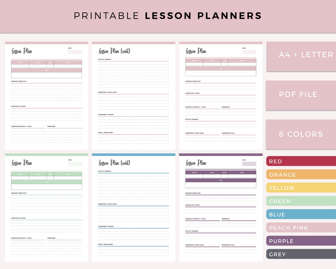 Printable Homeschool Lesson Planner, Home School Lesson Plan Outline ...
