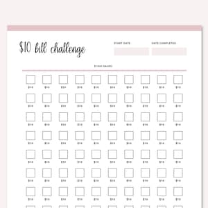 Printable 10 Dollar Bill Challenge, Cash Savings Challenge, Savings ...