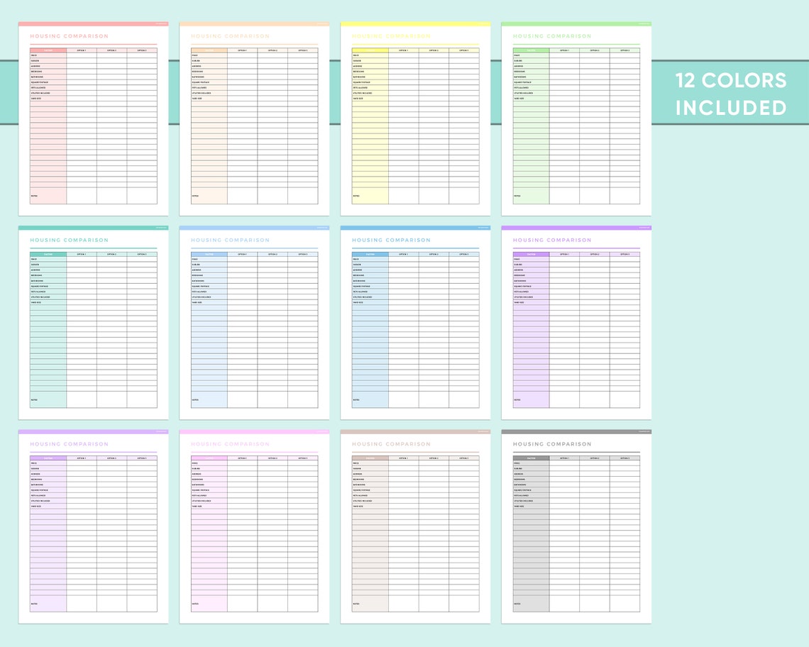 Editable House Comparison Printable, House Hunting Comparison Template ...