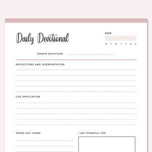 Printable Daily Devotional, Scripture Study, Bible Reading Log, Daily ...
