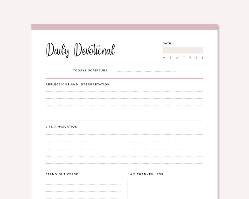 Printable Daily Devotional Scripture Study Bible Reading - Etsy