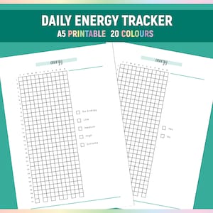 A5 Energy Level Tracker, Printable Energy Journal, Simple Yearly Energy ...
