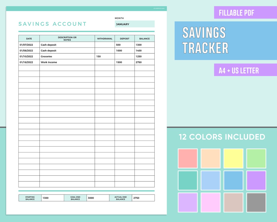 Editable Savings Tracker Printable, Fillable Saving Tracker, Sinking ...