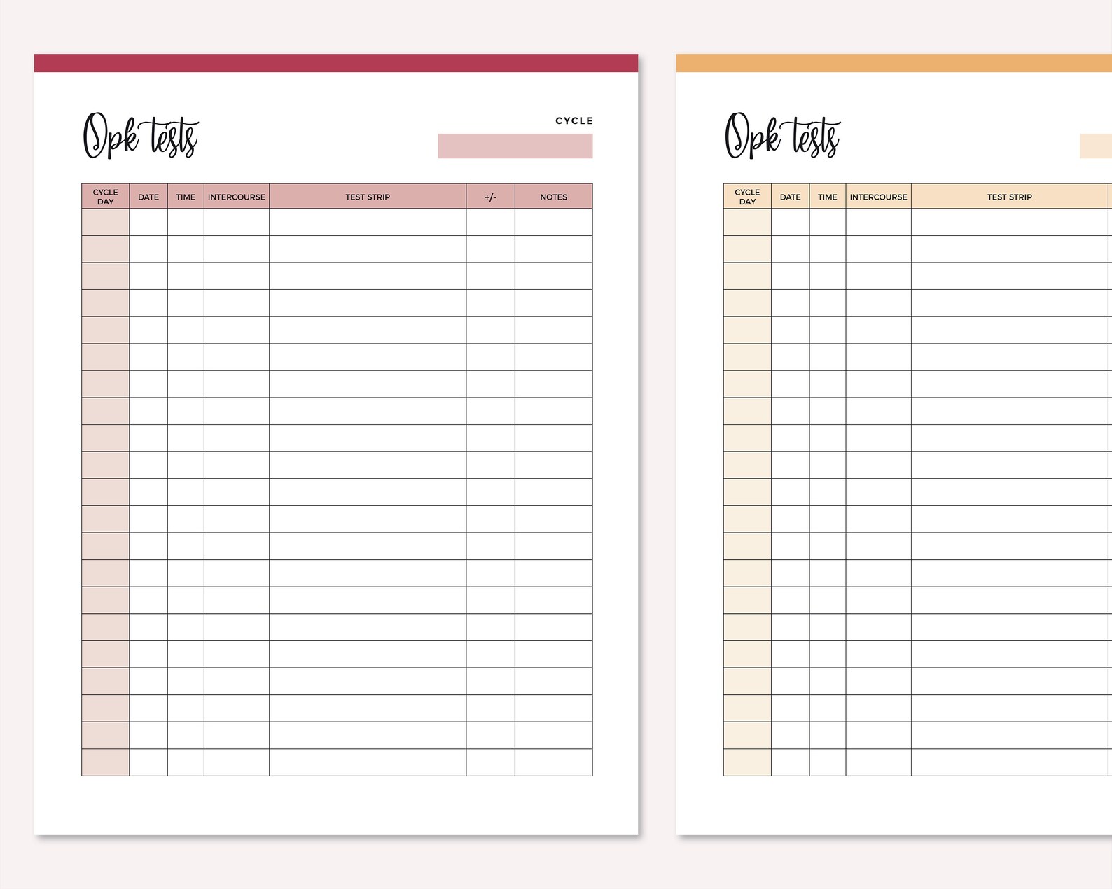Printable OPK Test Sheet, Ovulation Tracker, Fertility Planner ...