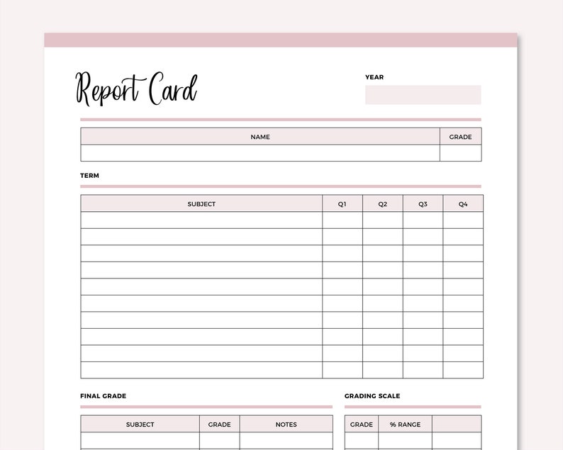 Printable Homeschool Report Card, Home School Report Template ...