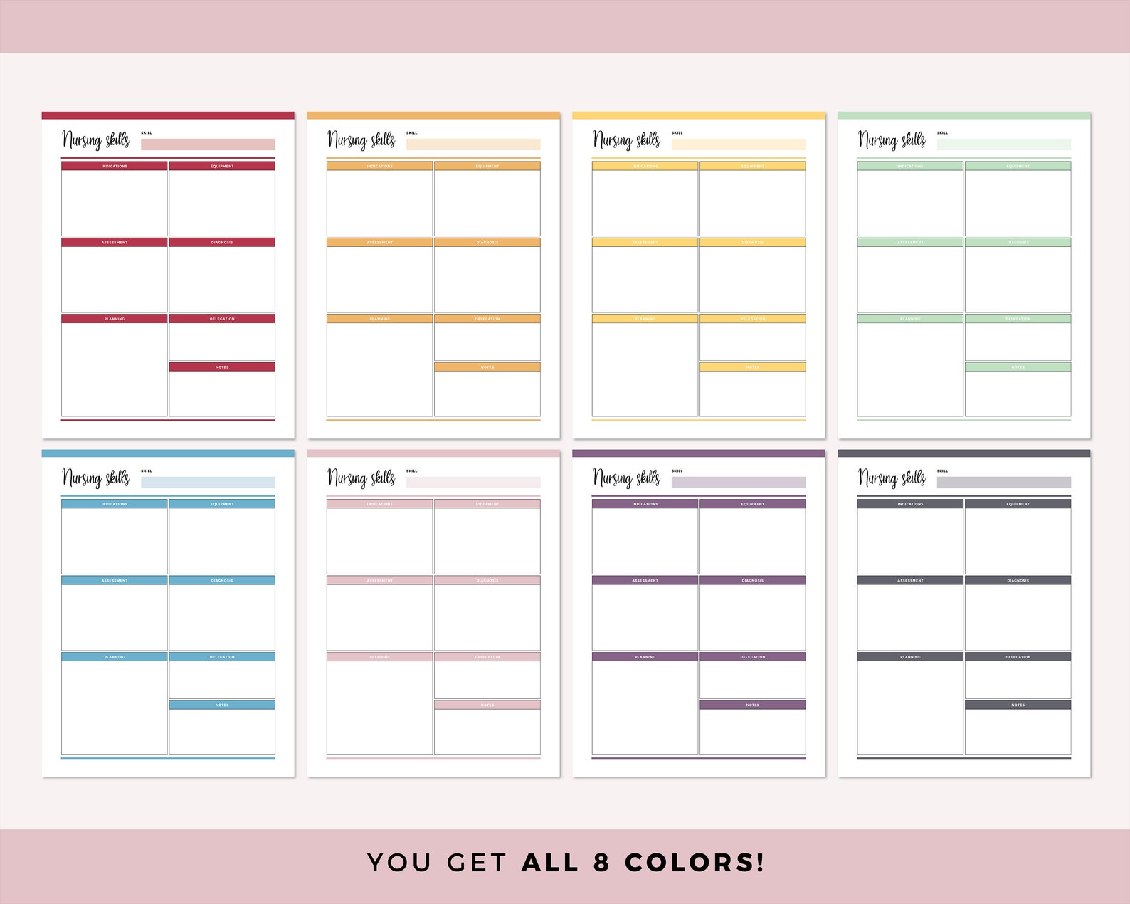 Nursing Skills Sheet Printable, Nursing Student Notes, Nursing School ...