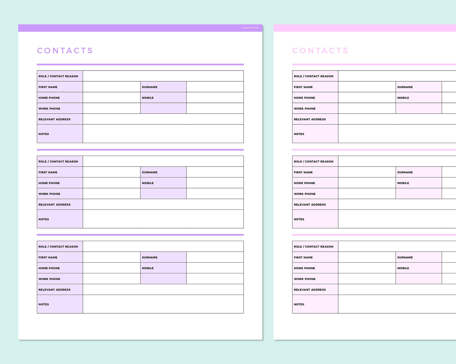 Editable Contact List Printable, Printable Address Book, Business ...