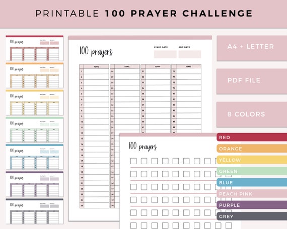 Printable 100 prayer challenge prayer journal faith journal | Etsy