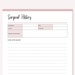Printable Surgical History Tracker, Health History, Surgery Chart, Surgery Log, Health Tracker ...
