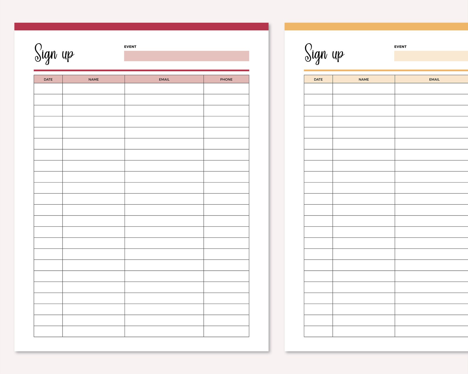 Printable Sign up Sheet, Email Sign Up, Customer Sign In, Sign up Form ...