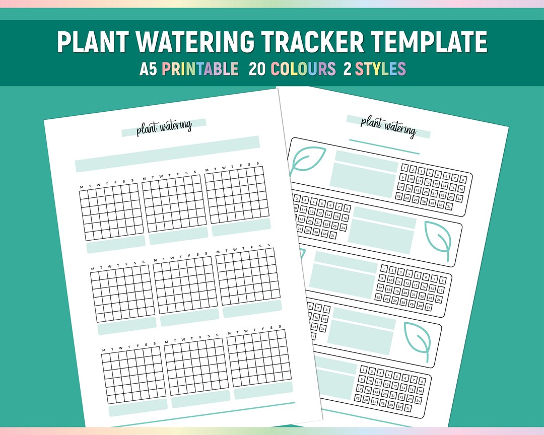 A5 Plant Watering Tracker Template, Printable Watering Schedule Tracker ...