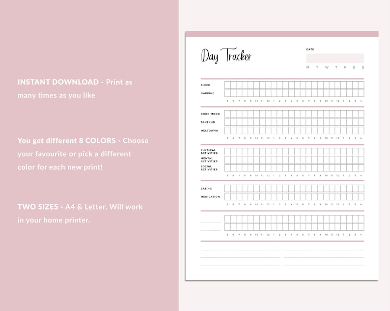 Autistic Child Care Log Printable, Day Tracker, Behavioural Log, Autism ...