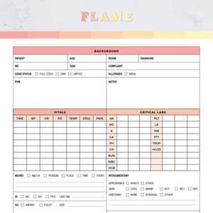 Printable Nursing Handoff Sheet, Nurse Report Sheet, ICU Report Sheet ...