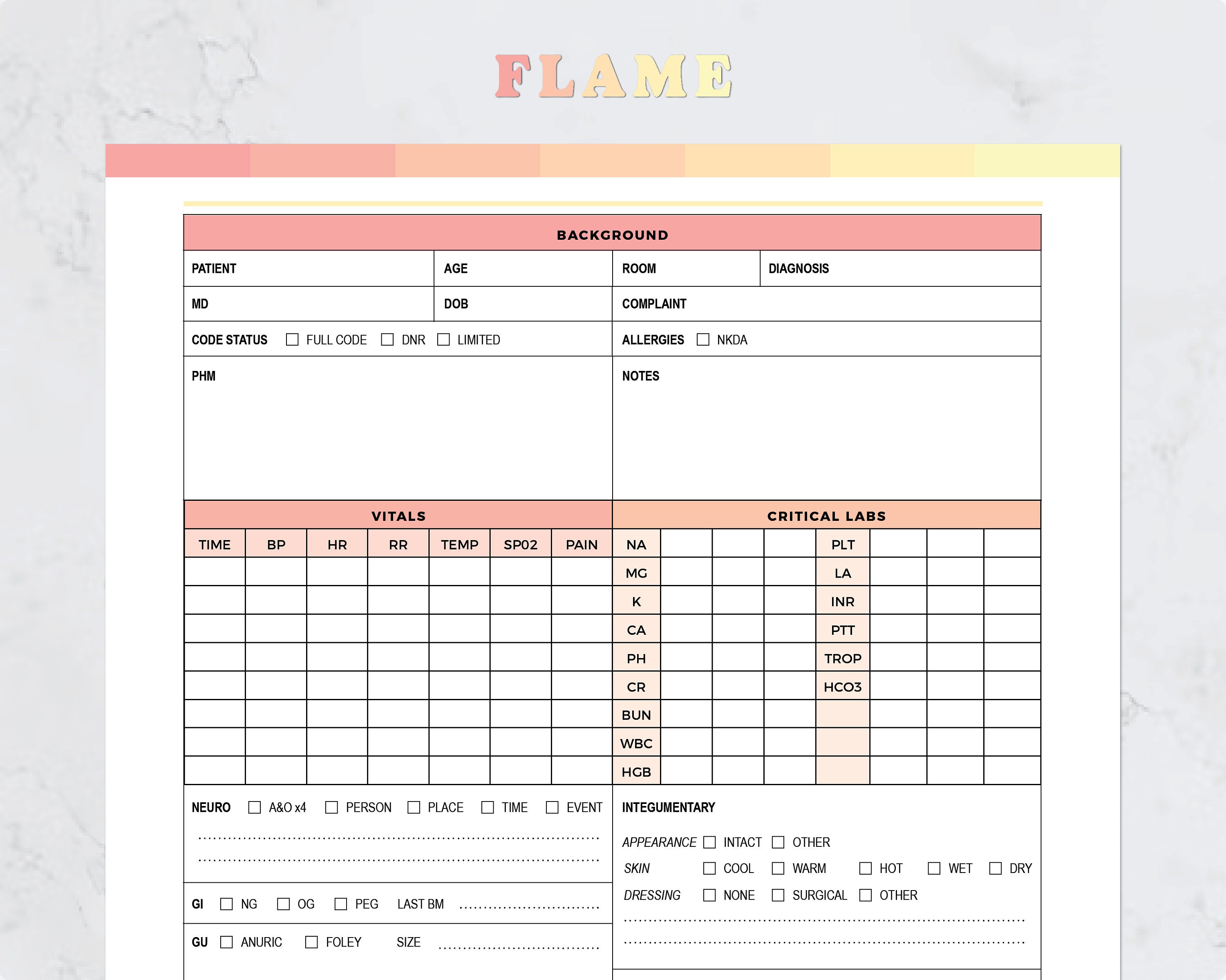 Printable Nursing Handoff Sheet Nurse Report Sheet ICU - Etsy Canada