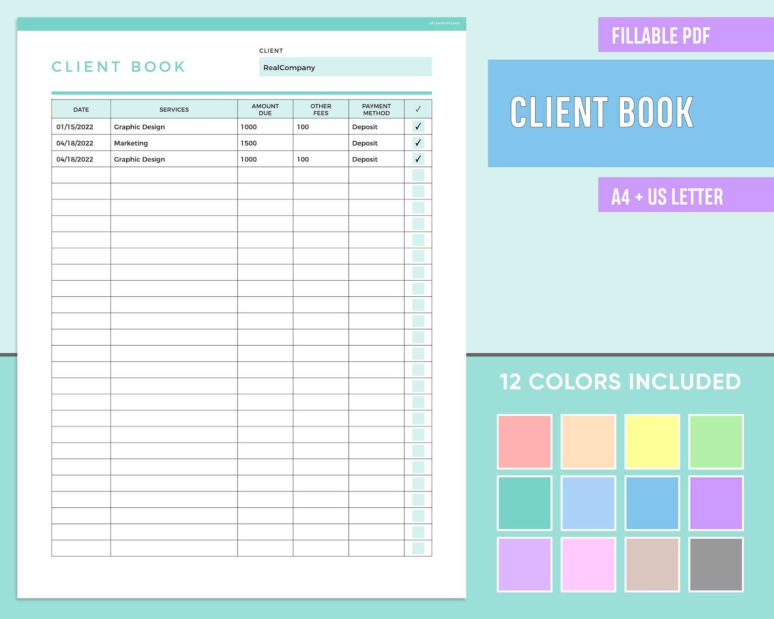 Editable Client Tracker Client Book Client Log Client - Etsy