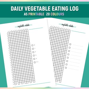 A5 Vegetable Eating Tracker, Printable Vegetable Consumption Journal ...