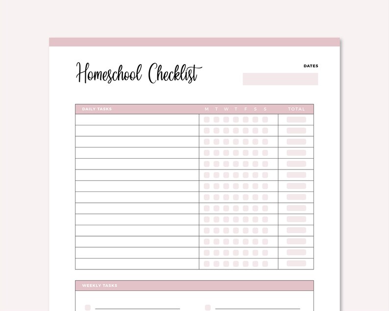 Homeschool Checklist Printable Daily Checklist for Homeschool - Etsy