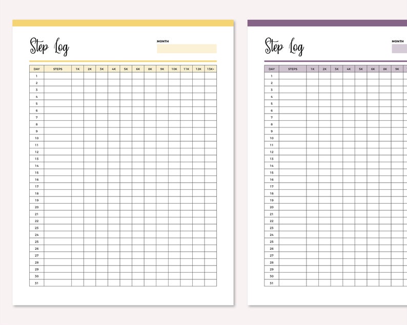 Step Tracker Printable Step Counter Daily Step Log Monthly - Etsy