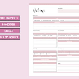 Quilting Planner Printable, Quilt Planner, Quilting Project Planner ...