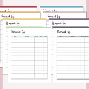 Printable Homework Log, Print at Home Homework Checklist, Homework ...