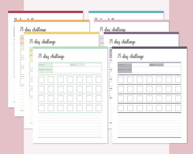 Printable 28 Day Challenge 4 Week Challenge Habit Tracker | Etsy