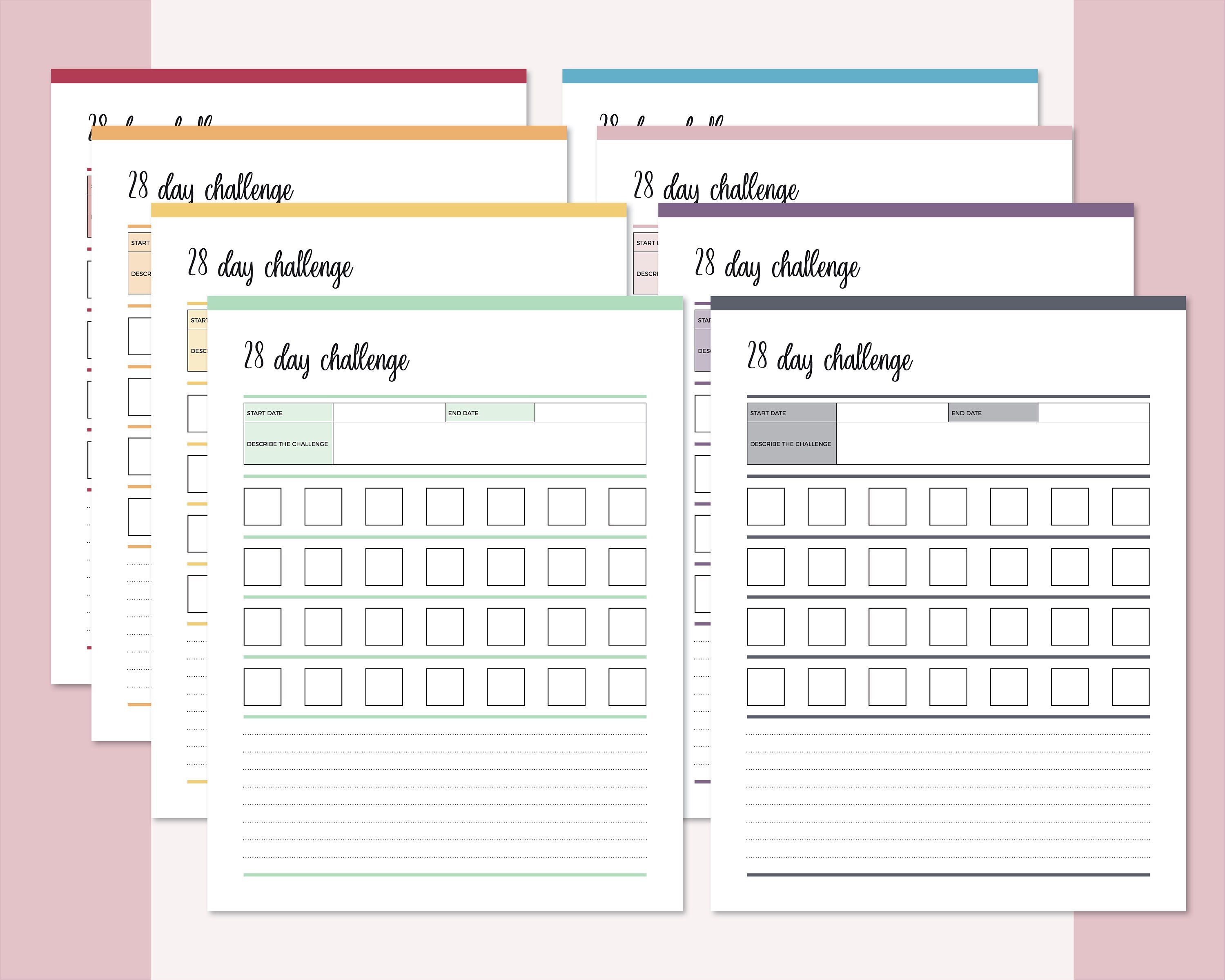 Printable 28 Day Challenge, 4 Week Challenge, Habit Tracker, Healthy ...