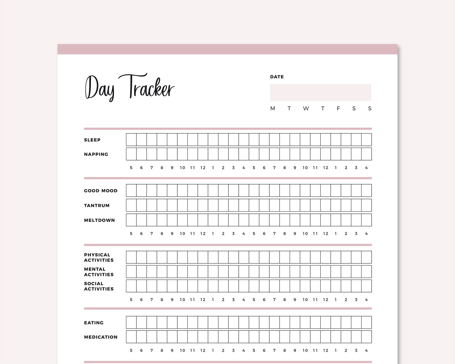 Autistic Child Care Log Printable Day Tracker Behavioural | Etsy UK