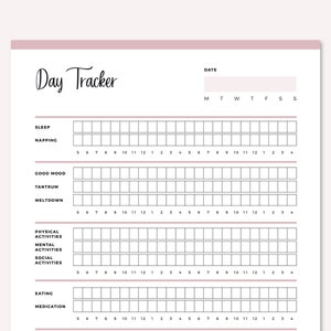 Autistic Child Care Log Printable, Day Tracker, Behavioural Log, Autism ...