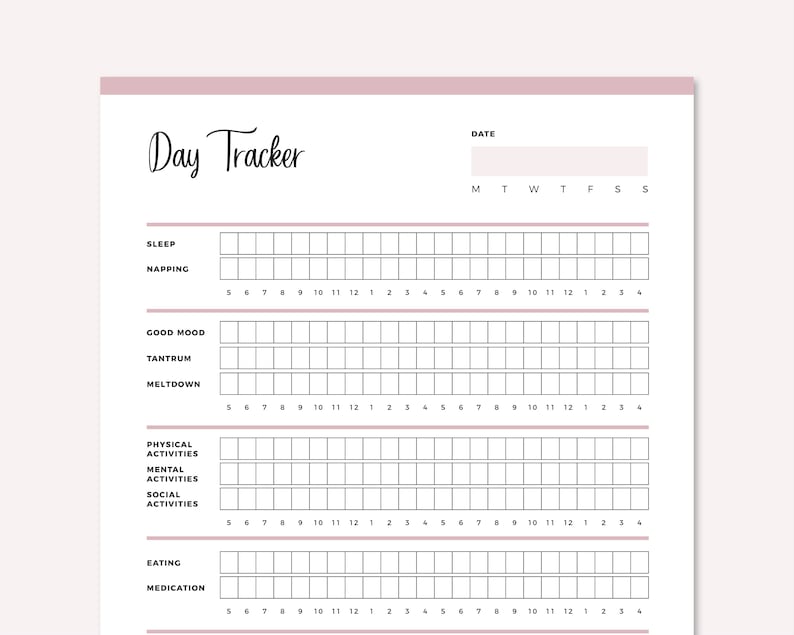 Autistic Child Care Log Printable, Day Tracker, Behavioural Log, Autism ...
