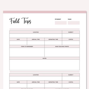 Homeschool Field Trip Planner Printable - Home School Excursion Planner ...
