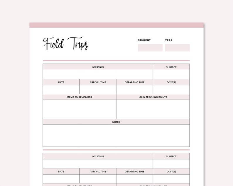 Homeschool Field Trip Planner Printable - Home School Excursion Planner ...