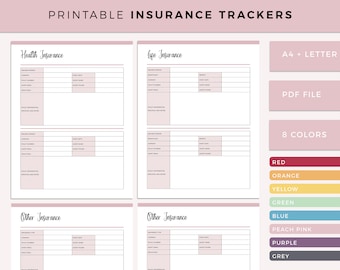 Insurance Tracker Printable, Insurance Tracking Template, Insurance ...