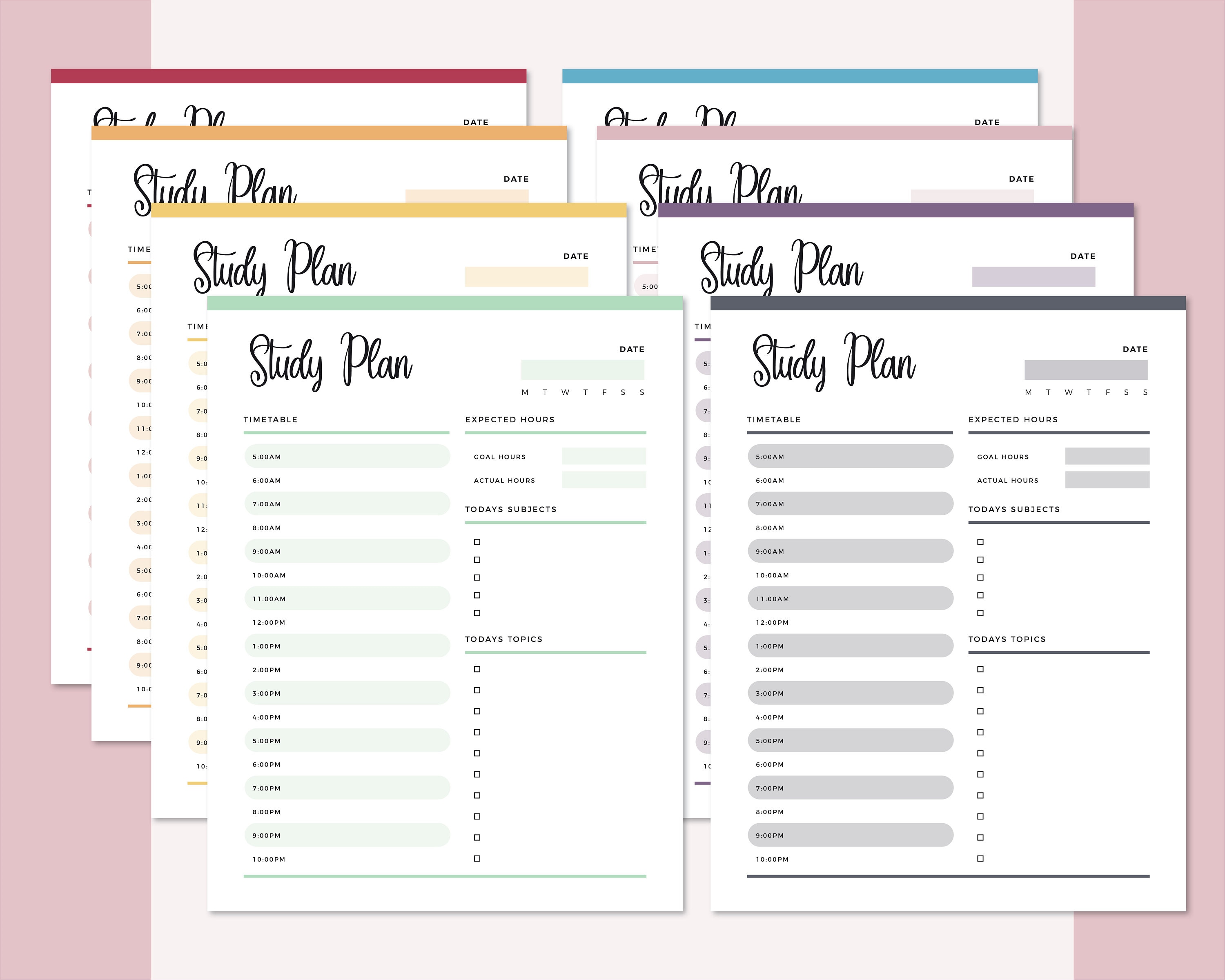 Study Planner Printable Print at Home Study Plan Student - Etsy UK