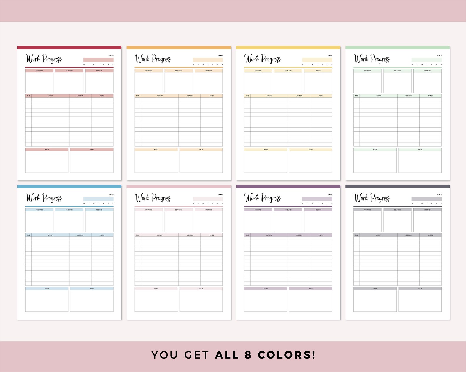 Work Planner Printable Work Progress Template Daily Employee - Etsy