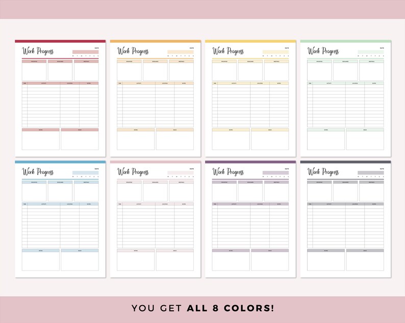 Work Planner Printable Work Progress Template Daily Employee - Etsy