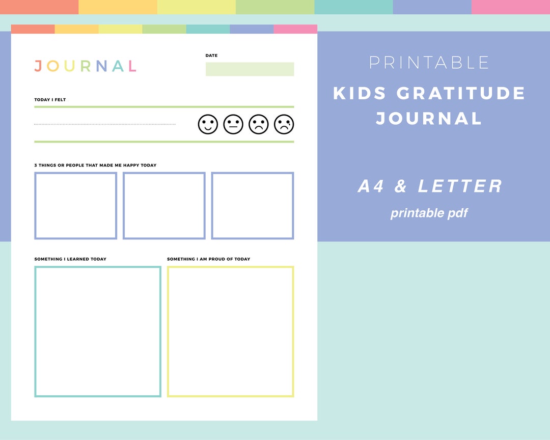 Printable Kids Daily Journal, Gratitude Diary for Children, Mindfulness ...