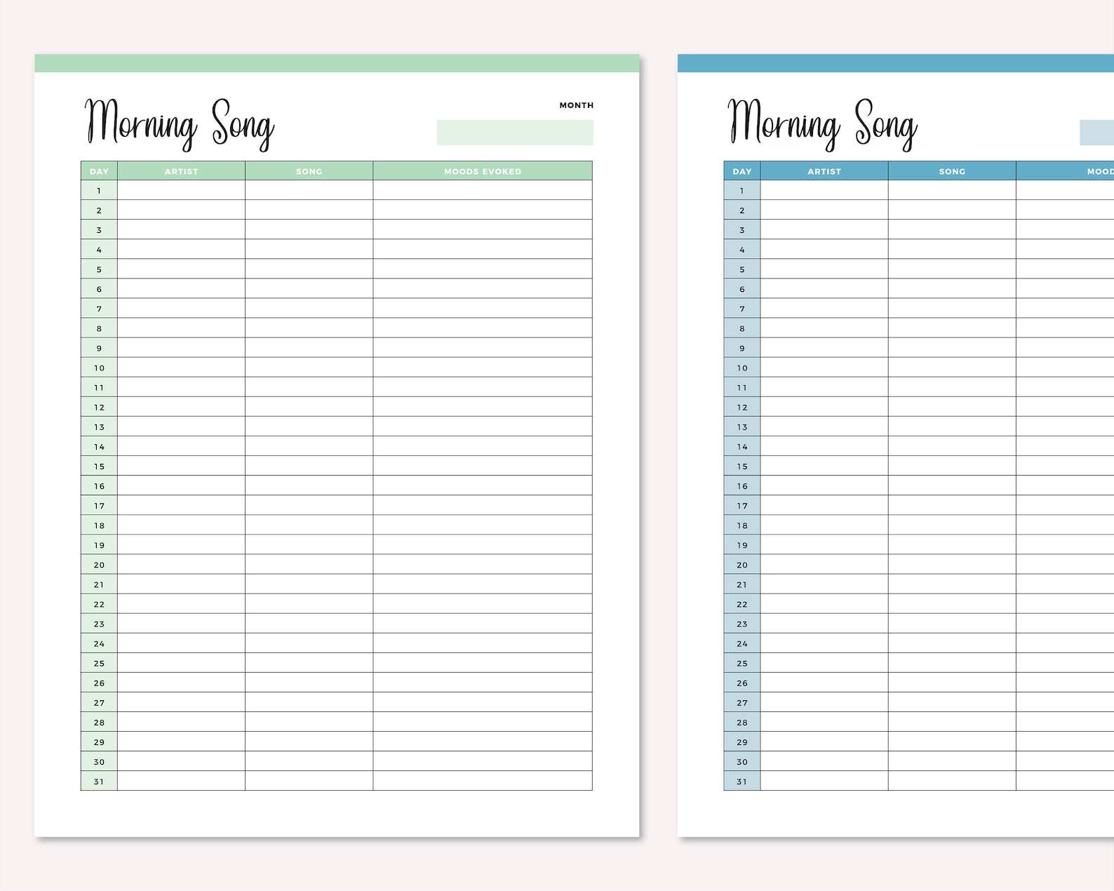 Printable Morning Song Log Morning Music Playlist Positive - Etsy