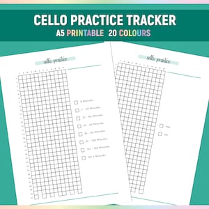 A5 Cello Practice Tracker, Printable Cello Training Journal, Simple ...