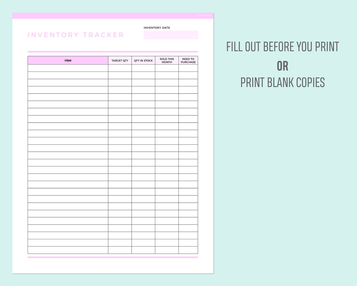 Editable Inventory Tracker Printable, Fillable Inventory Template ...