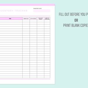 Editable Inventory Tracker Printable, Fillable Inventory Template ...