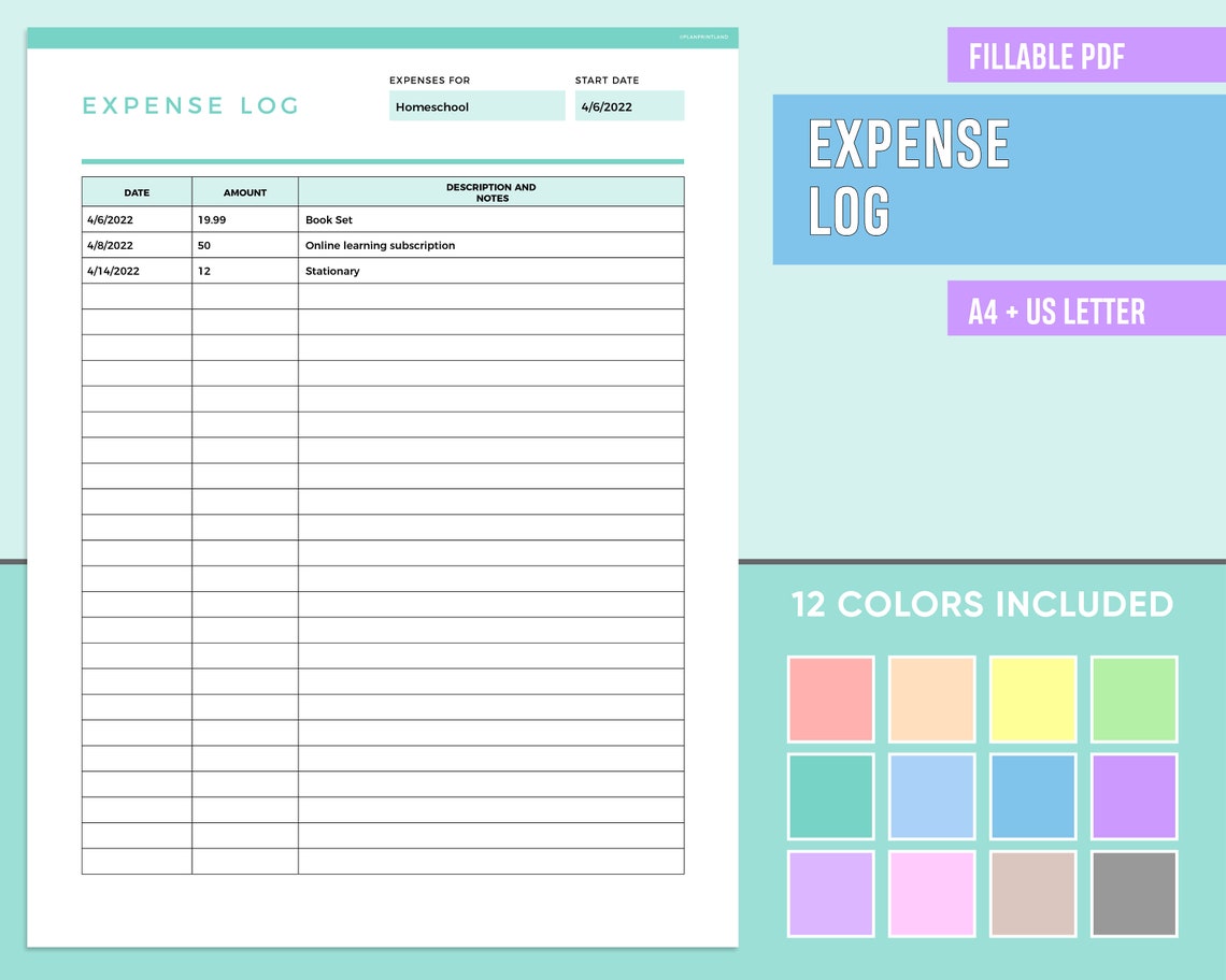 Editable Expense Log Printable Fillable Expense Tracker - Etsy Australia