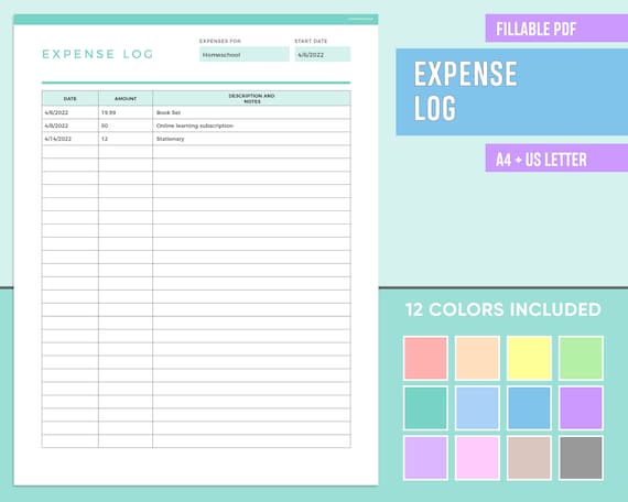 Editable Expense Log Printable Fillable Expense Tracker - Etsy Canada