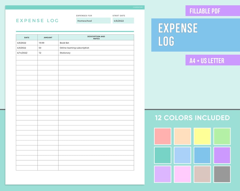 Editable Expense Log Printable, Fillable Expense Tracker, Spending ...