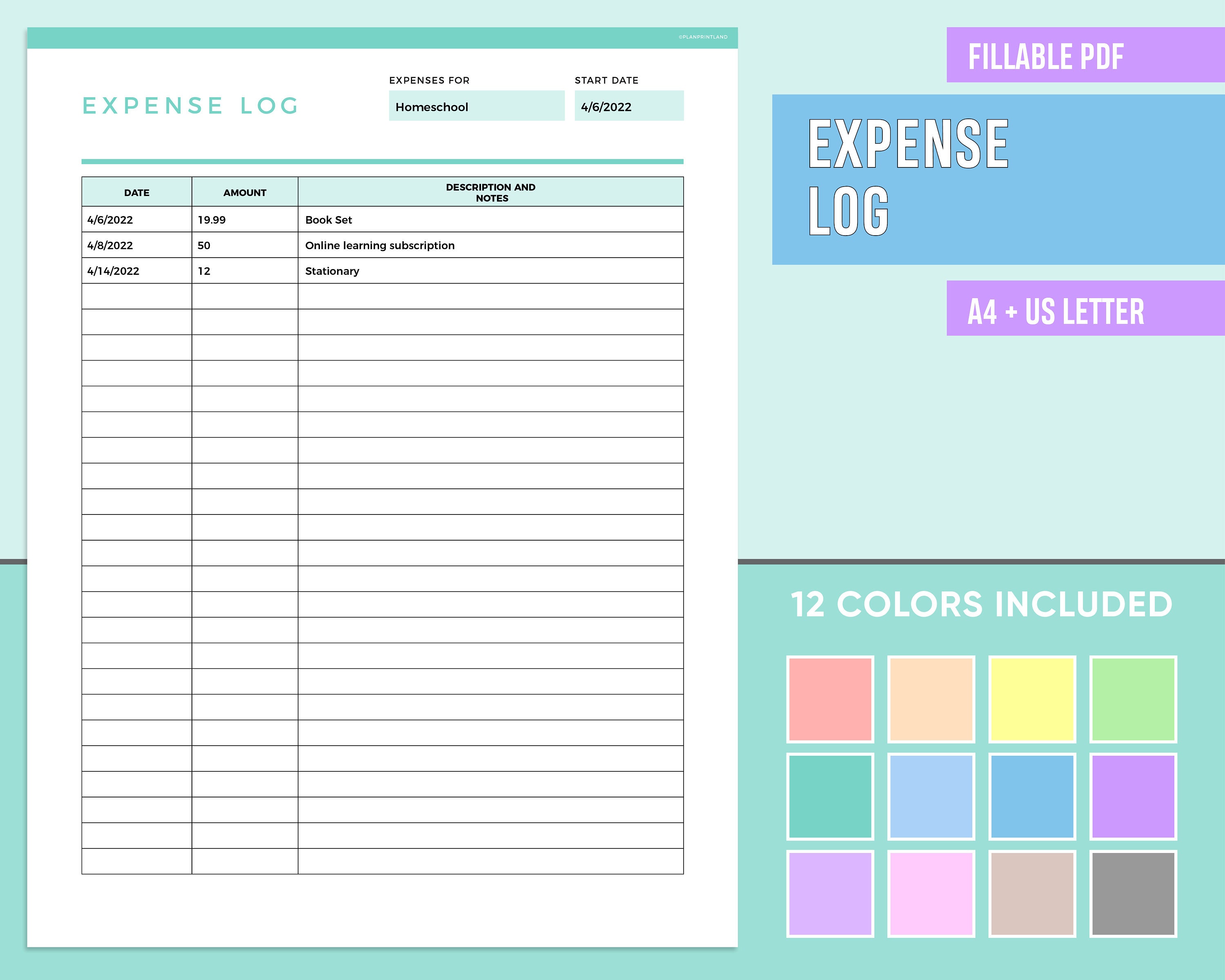 Editable Expense Log Printable Fillable Expense Tracker - Etsy UK