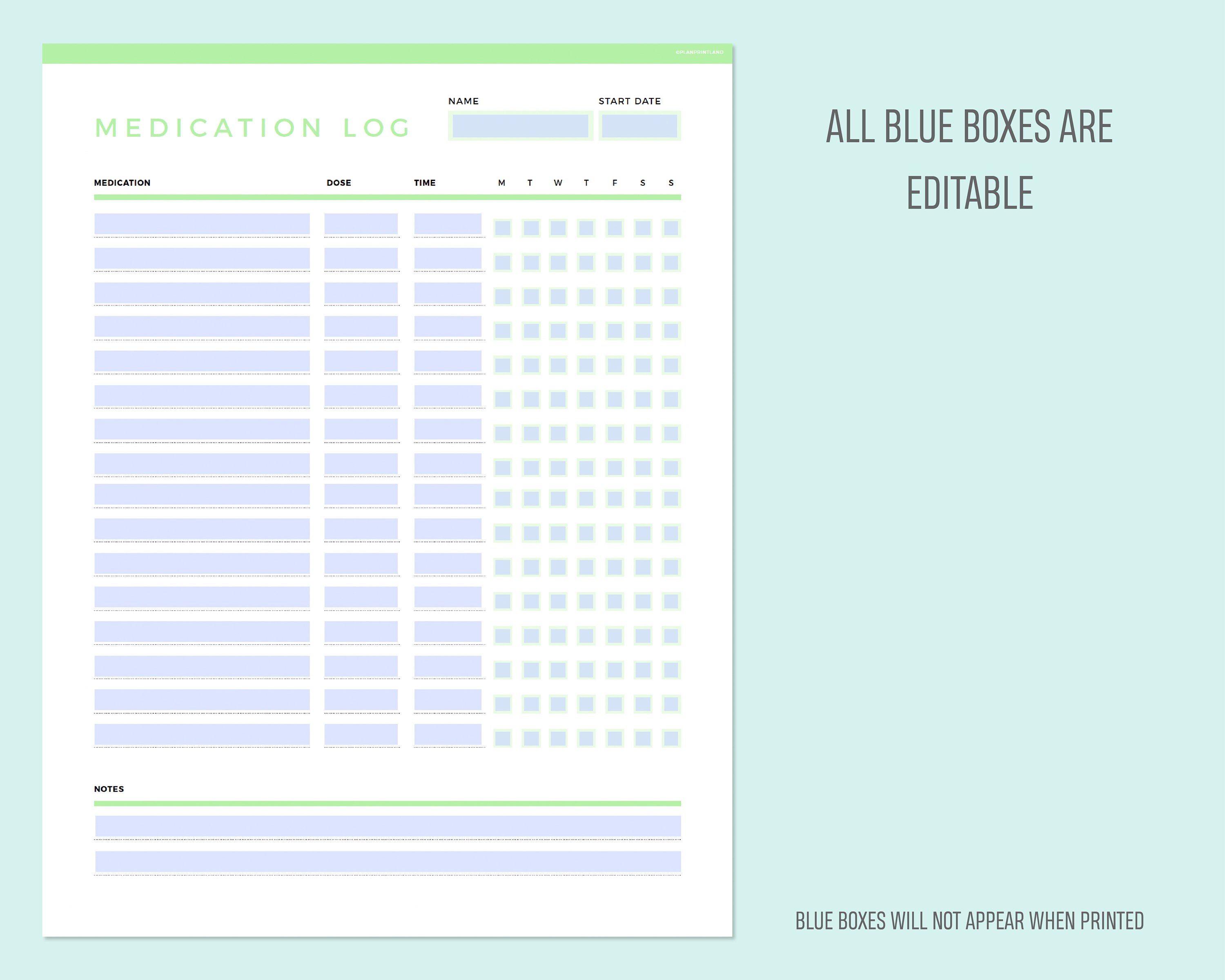 Editable Medication Tracker Printable, Fillable Medication Log ...