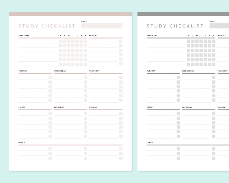Editable Study Checklist School Planner Student Planner - Etsy